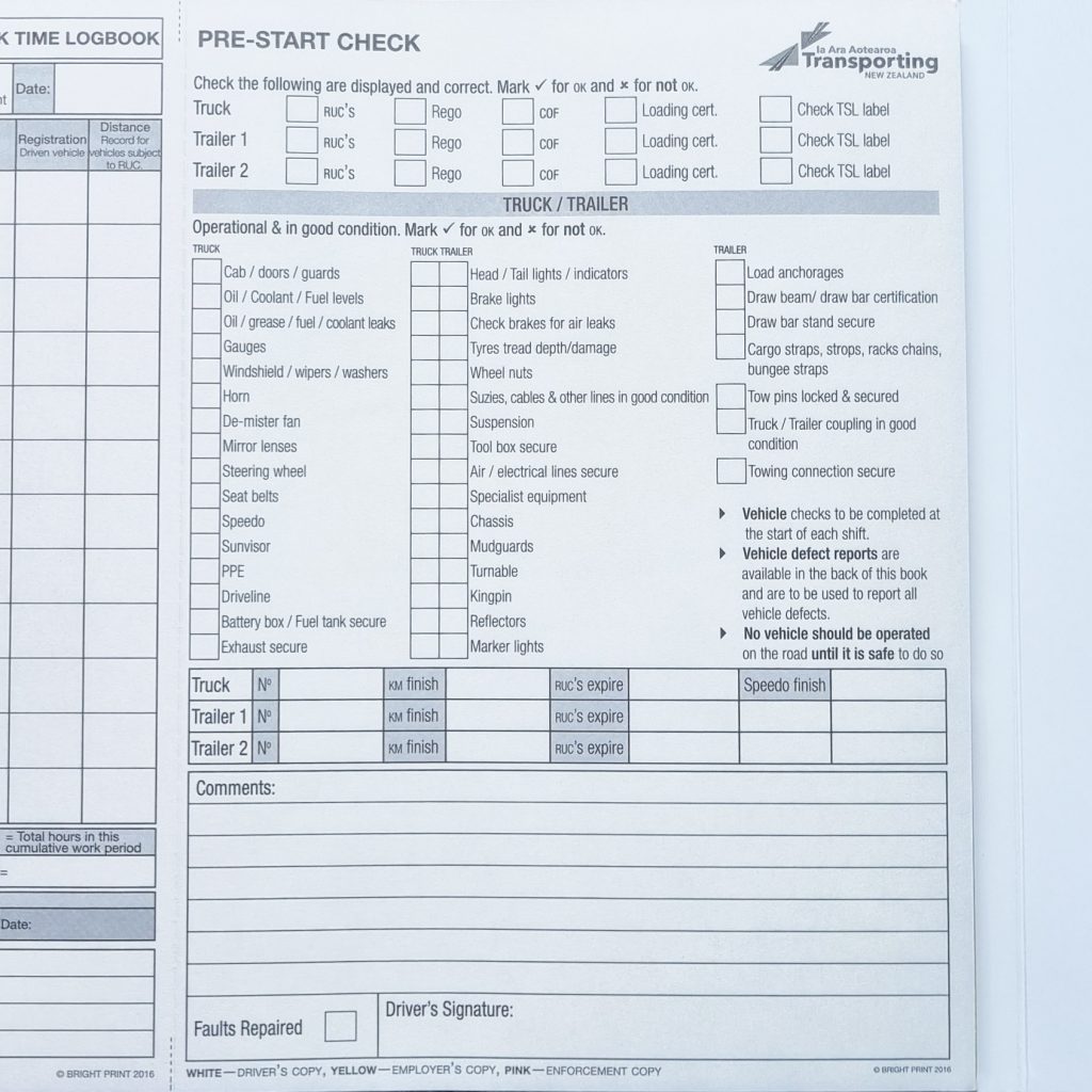 Log Books A4 - Ia Ara Aotearoa Transporting New Zealand Inc