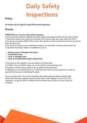 Daily Safety Inspections - Ia Ara Aotearoa Transporting New Zealand Inc